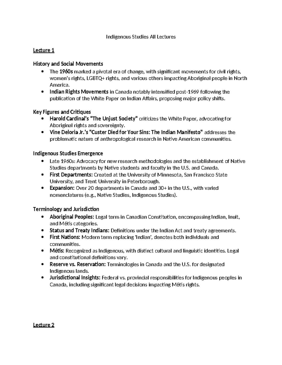 Indigenous Studies All Lectures - Indigenous Studies All Lectures ...