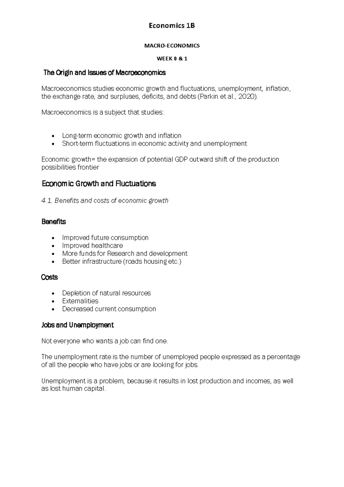 Marco economics week 1 - Notes - MACRO-ECONOMICS WEEK 0 & 1 The Origin ...