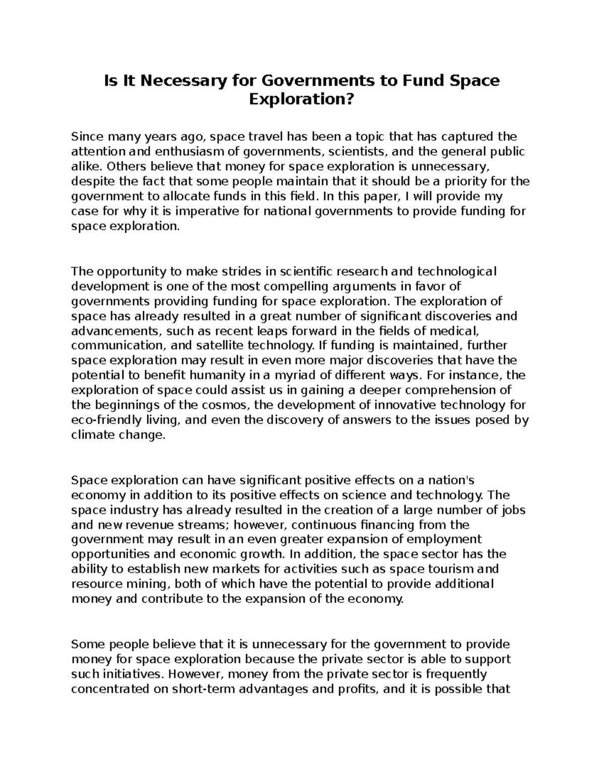 Is It Necessary for Governments to Fund Space Exploration (Essay) - Is ...