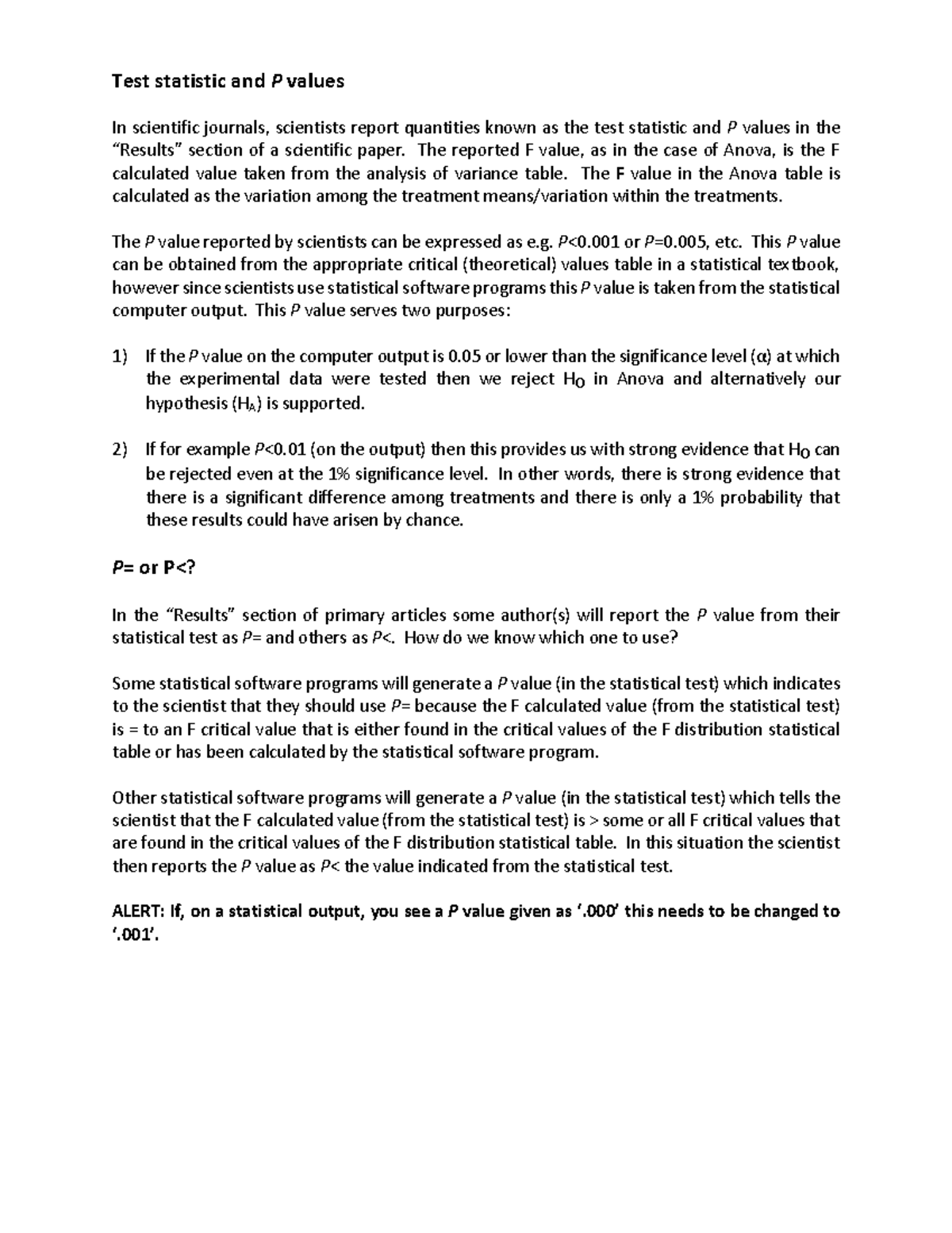 Test+ statistic +and+P+values - Test statistic and P values In ...