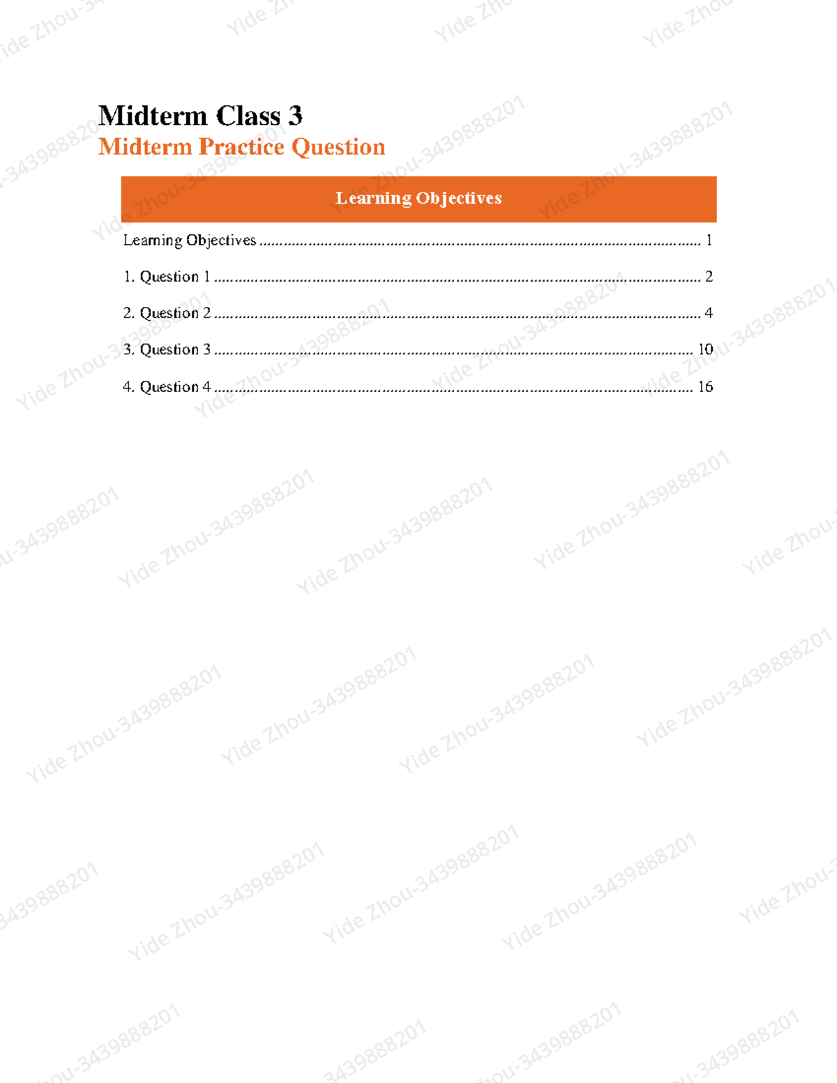 ADMS 2511 Mid Practice Question - Midterm Practice Question Yide Zhou- Question 1 A listing of ...