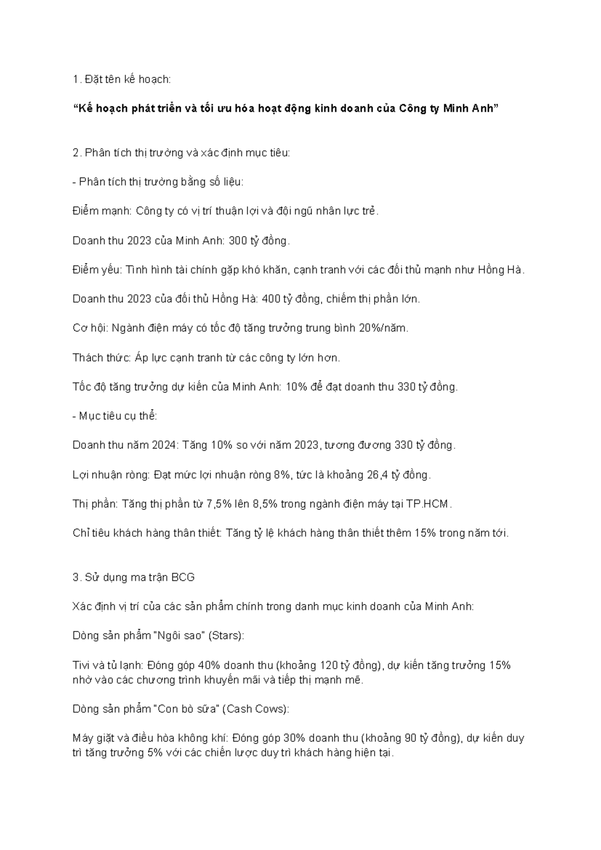 QTH - cxcxcx csx - Đặt tên kế hoạch: “Kế hoạch phát triển và tối ưu hóa ...