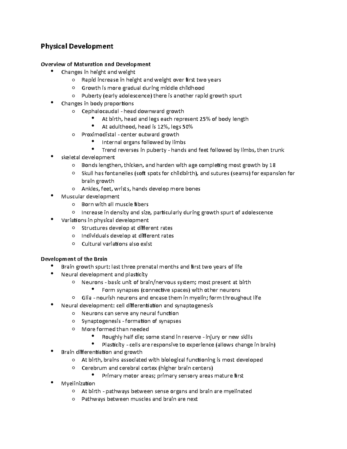 Physical development - Studocu