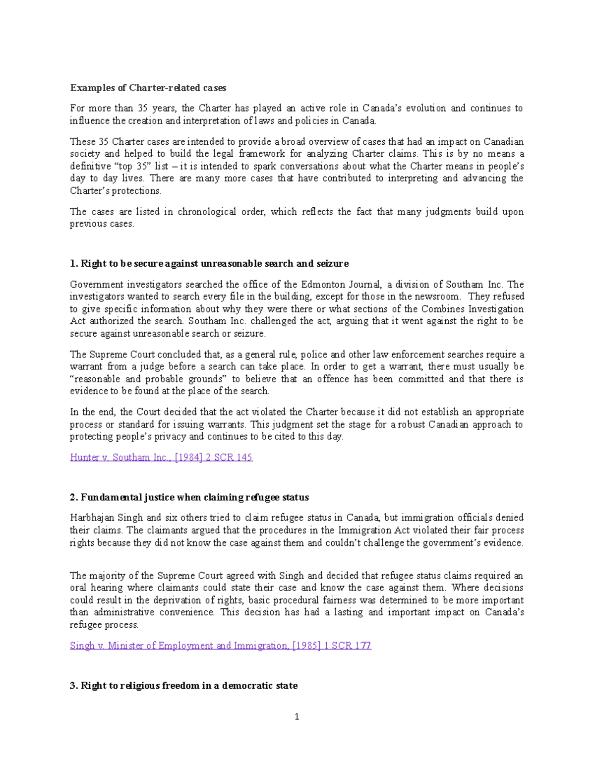 2. Examples of Charter - Examples of cases For more than 35 years, the ...