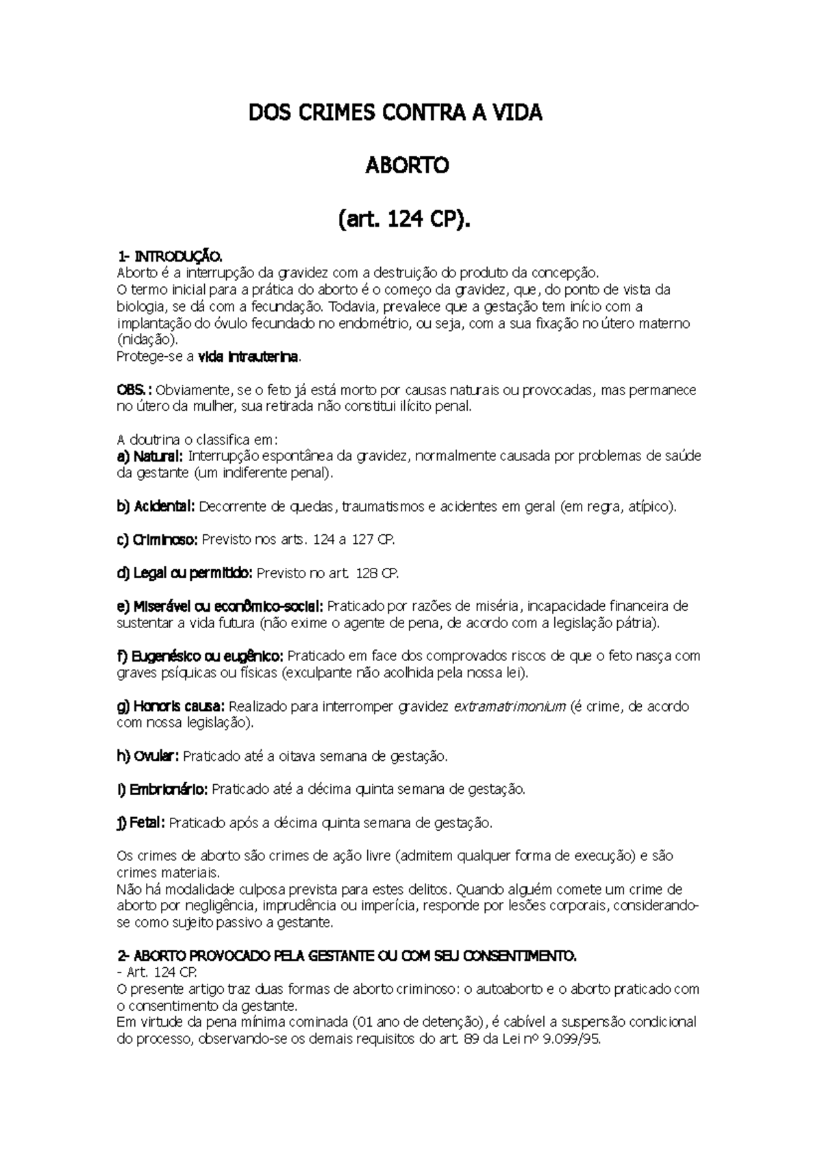 Dos Crimes contra A VIDA - Aborto - Rogério Sanches Cunha - DOS CRIMES CONTRA A VIDA ABORTO (art ...