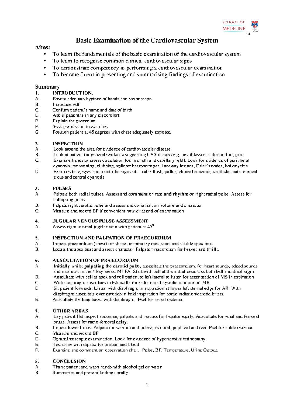 Cardiovascular examination tutorial - Basic Examination of the ...