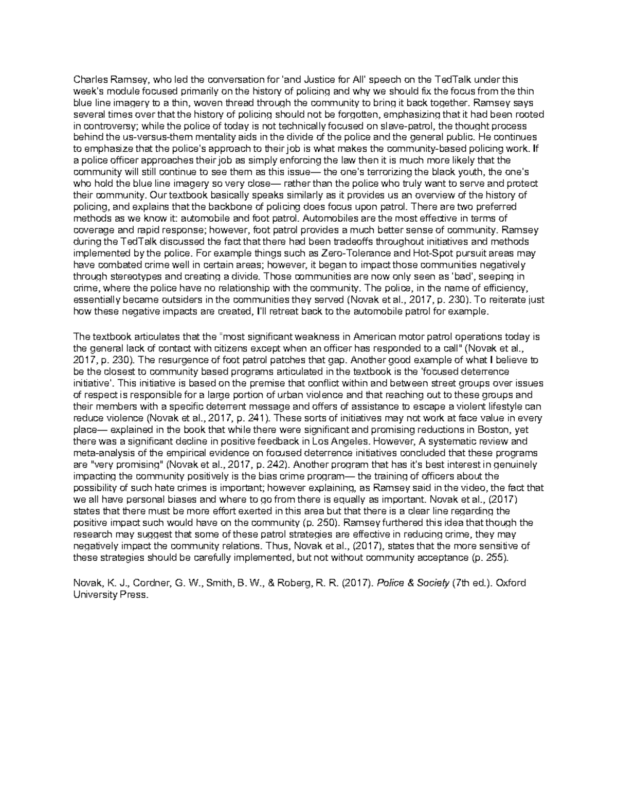 Essay 3 - Charles Ramsey, who led the conversation for ‘and Justice for ...
