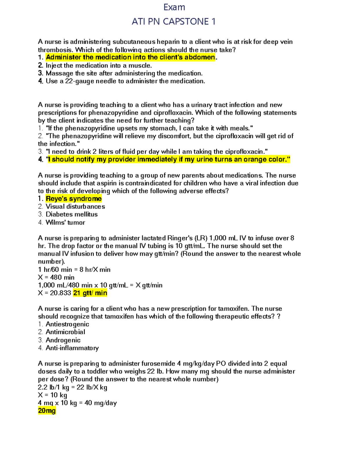ATI PN Capstone 1 Updated 2022 - ATI PN CAPSTONE 1 A nurse is ...