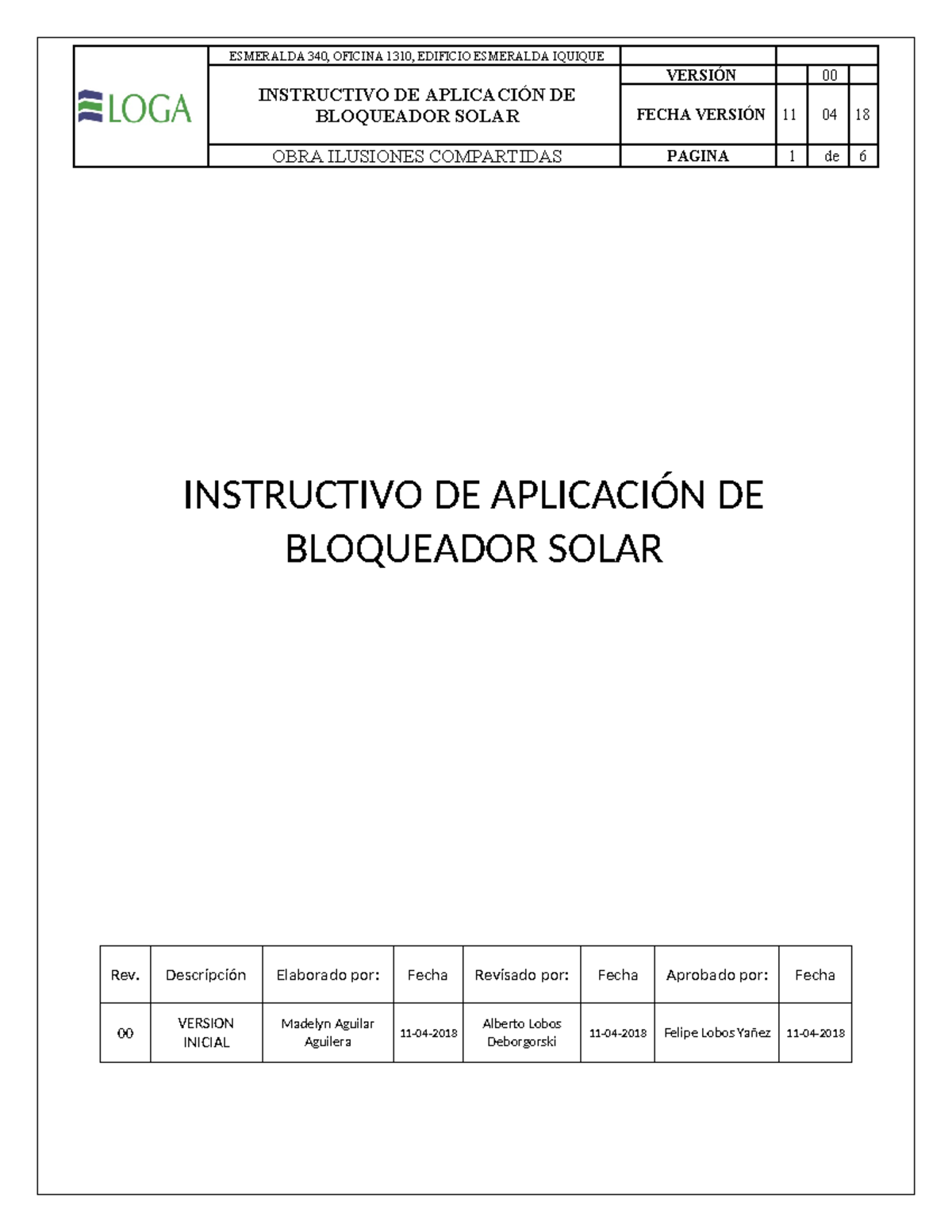 Instructivo de aplicación de bloqueador solar IC - INSTRUCTIVO DE ...