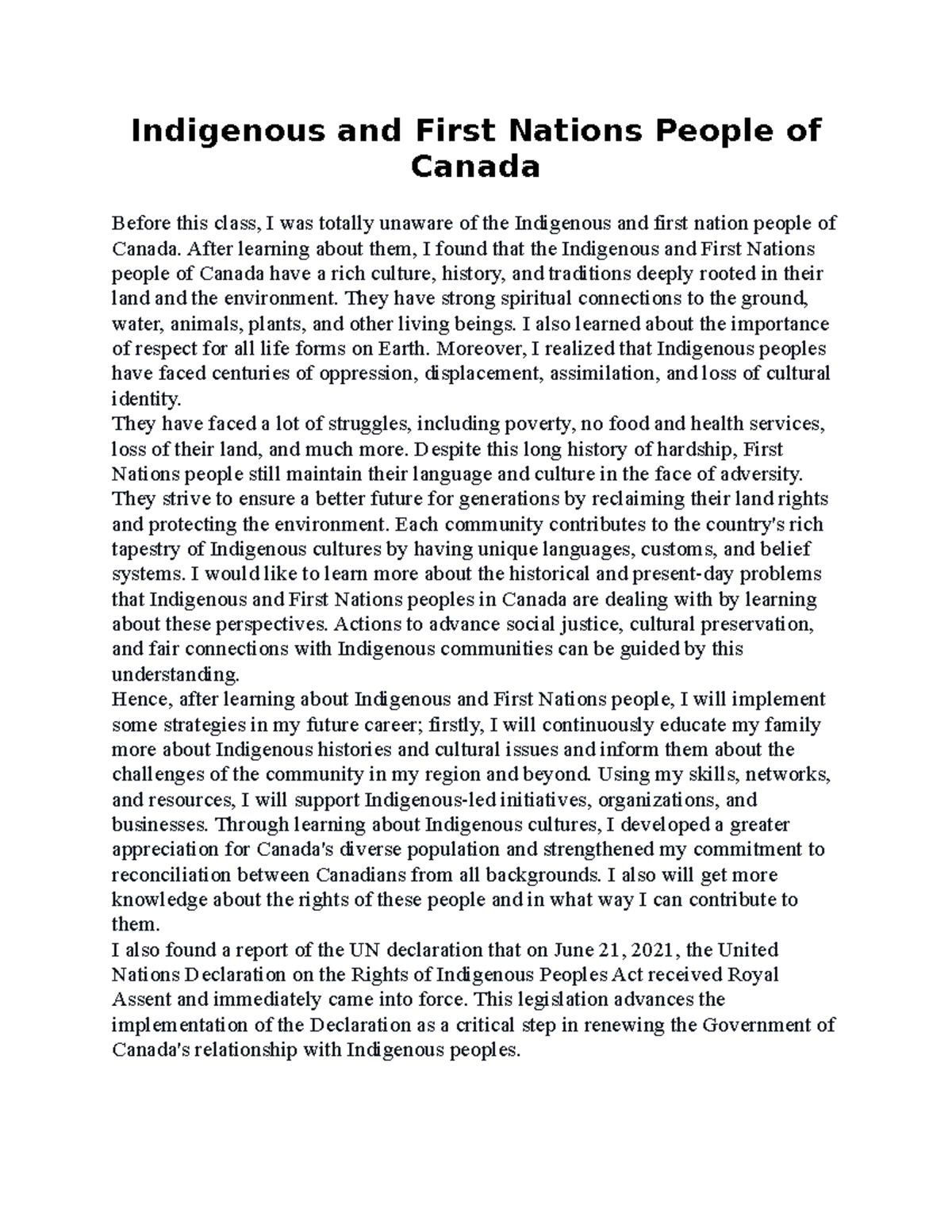 Assignment 3 - Indigenous and First Nations People of Canada Before ...