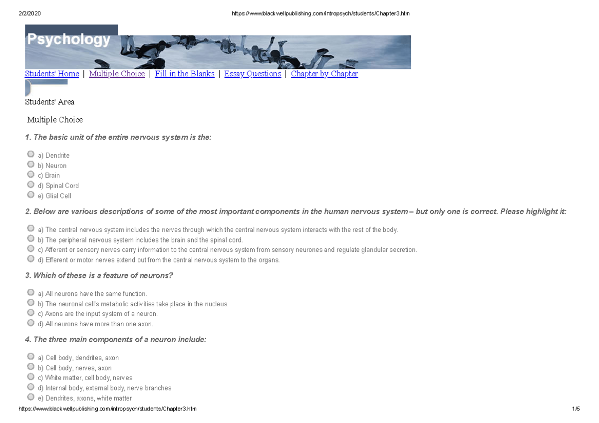 general psychology - Students' Home | Multiple Choice | Fill in the ...