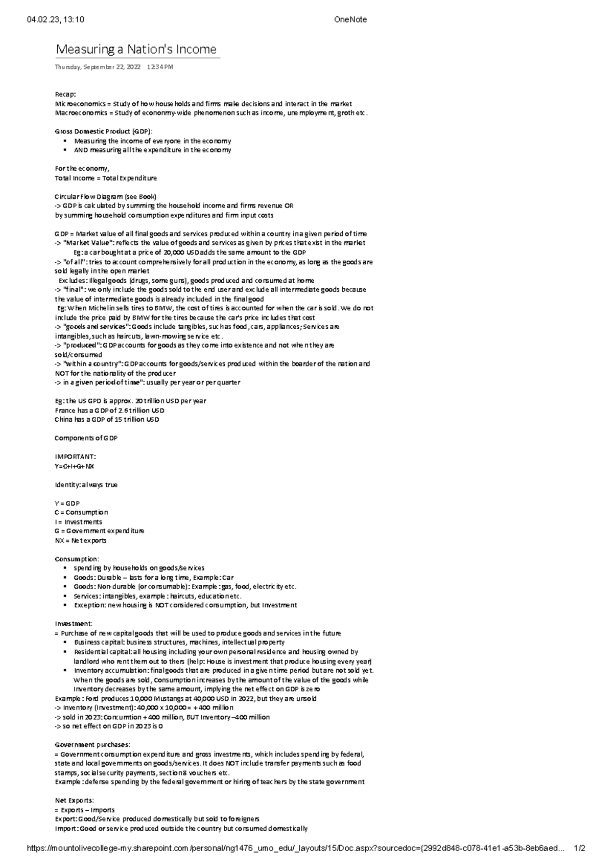ECO 202 Chapter 10 - 04.02, 13:10 OneNote - Studocu