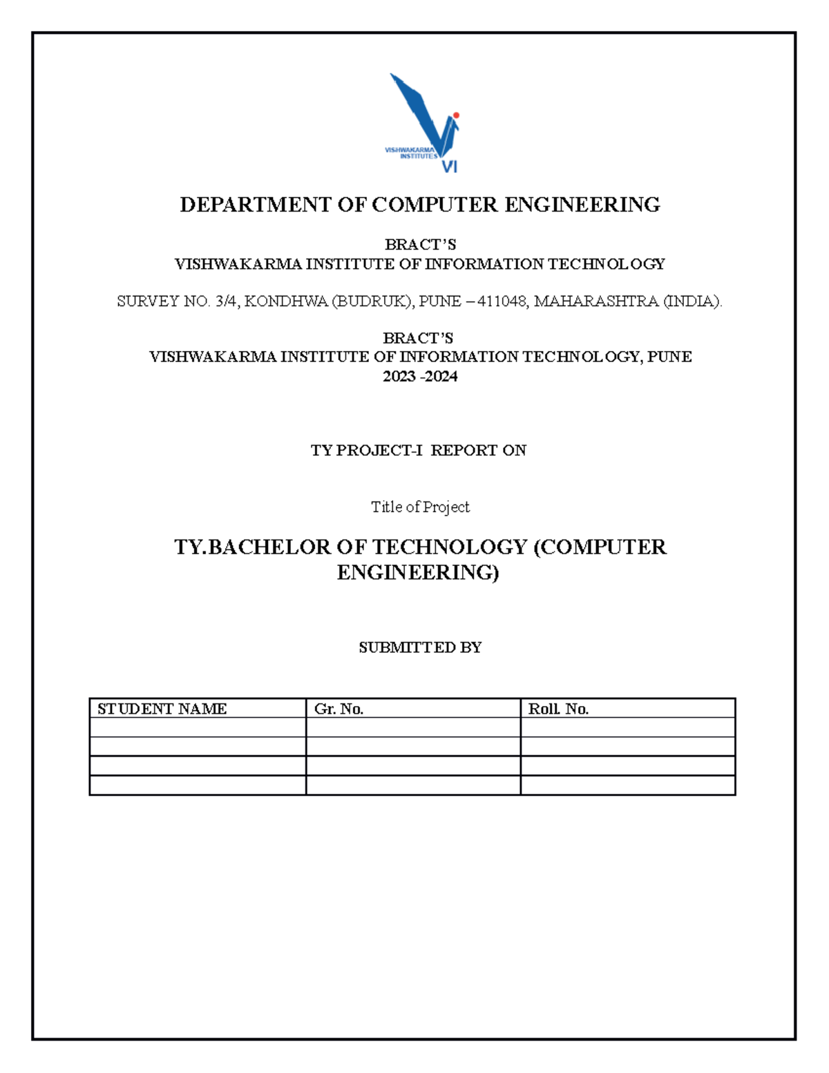 TY Project Report Format - DEPARTMENT OF COMPUTER ENGINEERING BRACT’S ...