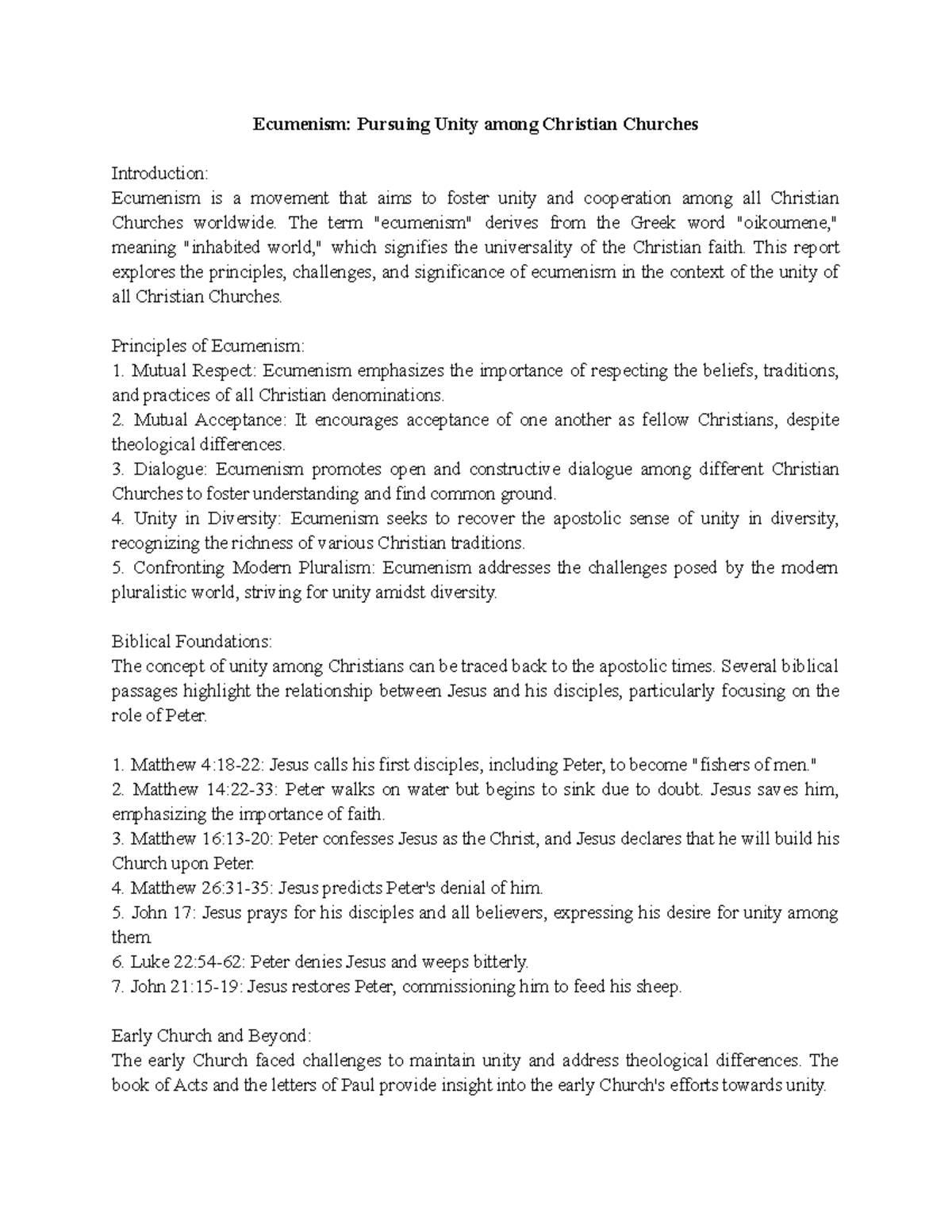 Ecumenism In Pursuing Unity among Christian Churches - Ecumenism ...