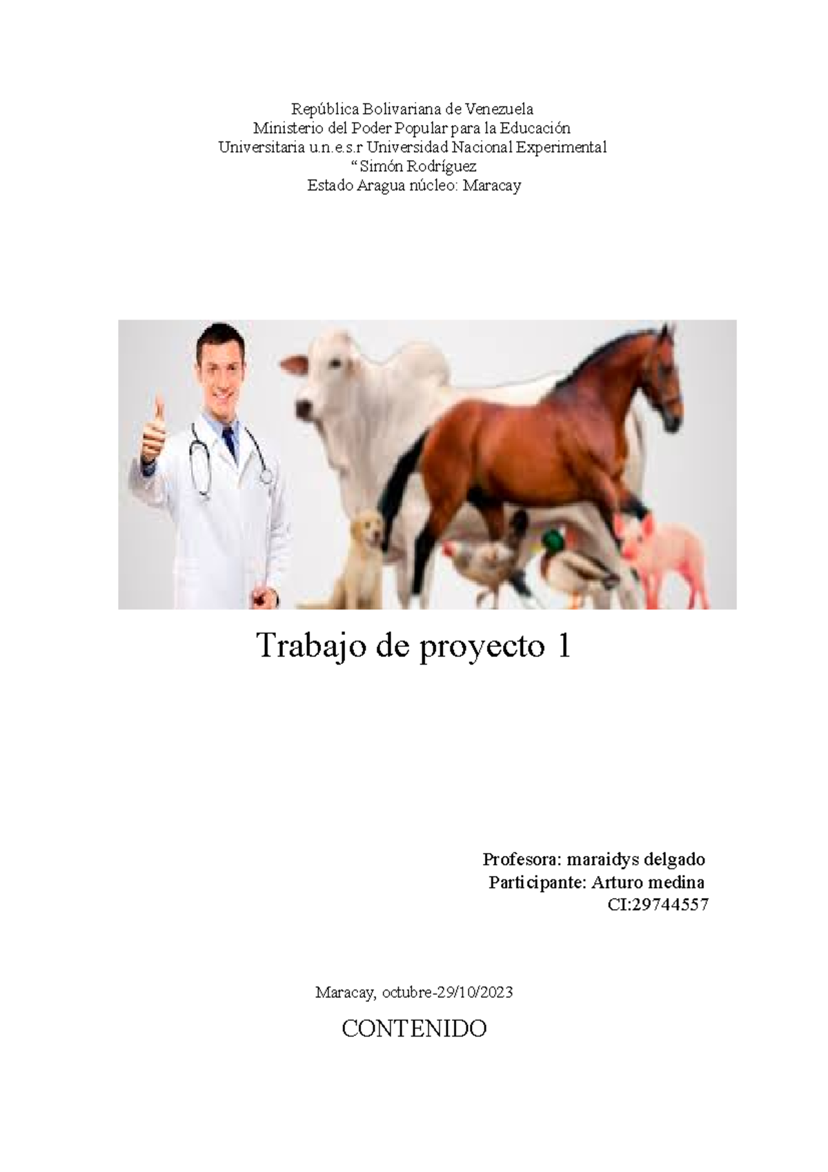 Trabajo de proyecto 1 sobre medicina veterinaria - República ...