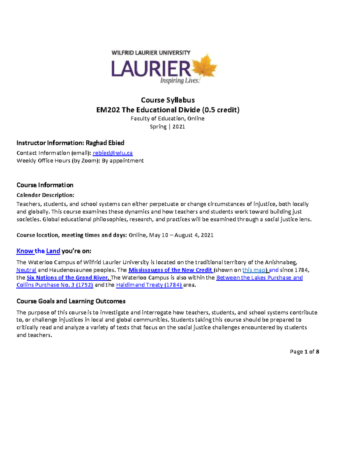 EM202 - Syllabus - Course Syllabus EM202 The Educational Divide (0 ...