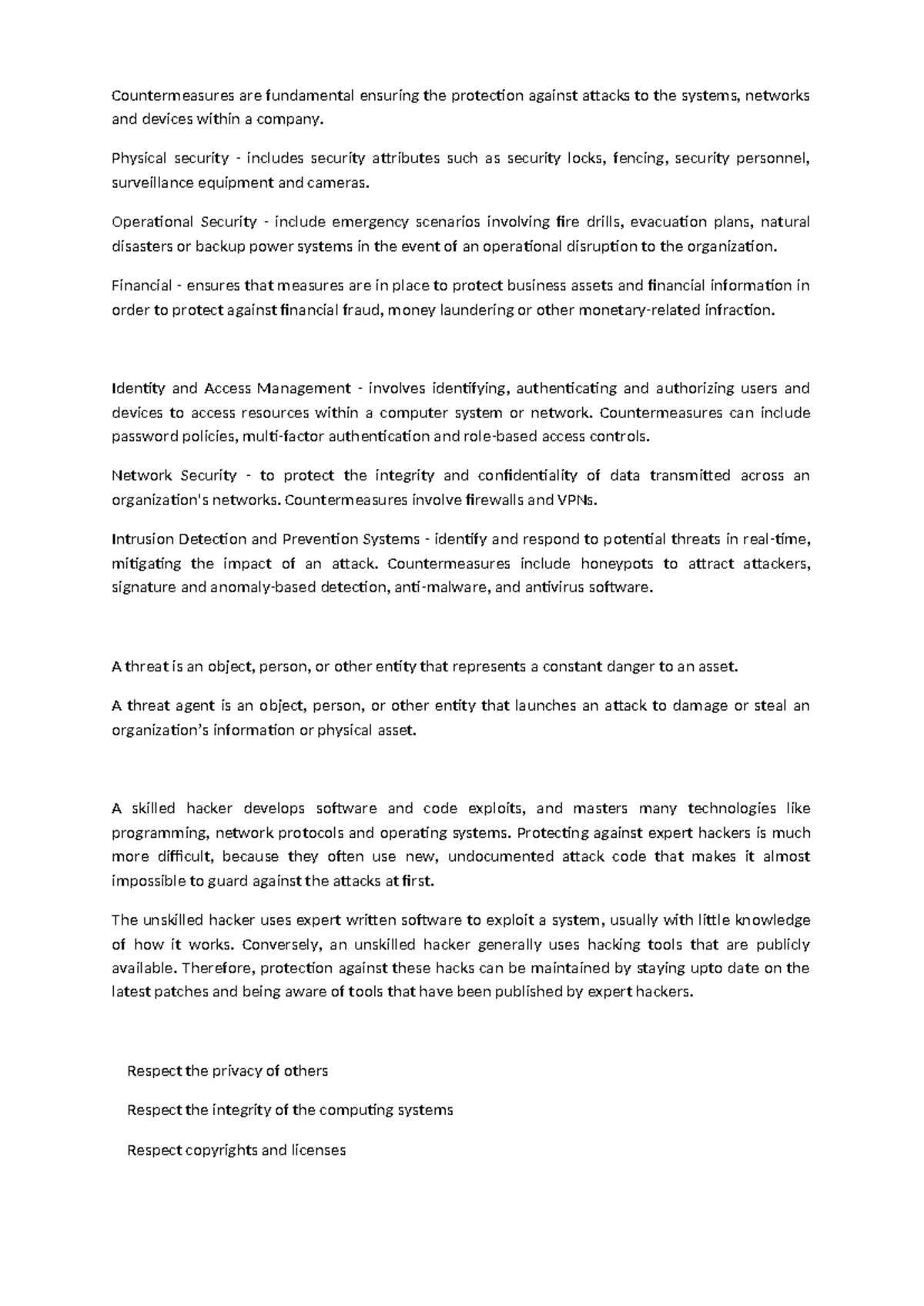 Countermeasure And Threat Countermeasures Are Fundamental Ensuring The Protection Against