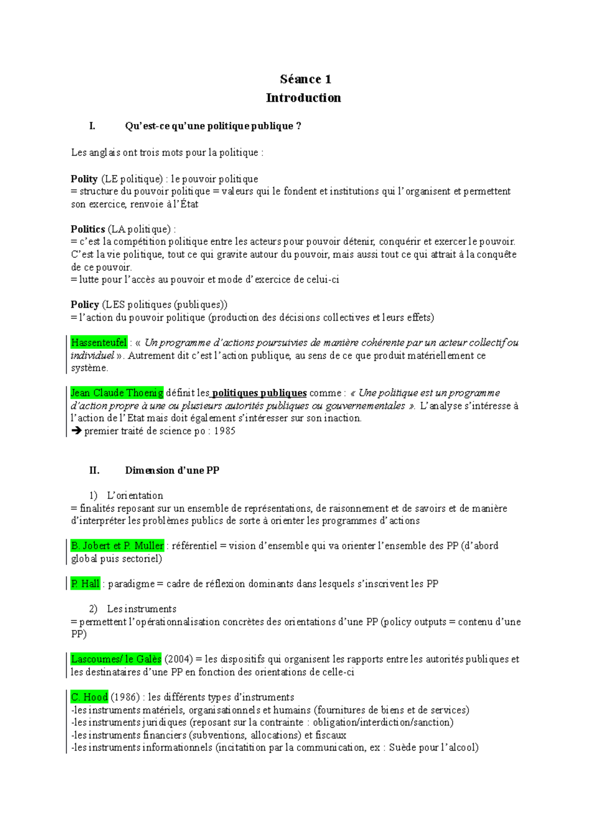 Séance 1 - Séance 1 Introduction I. Qu’est-ce qu’une politique publique ...