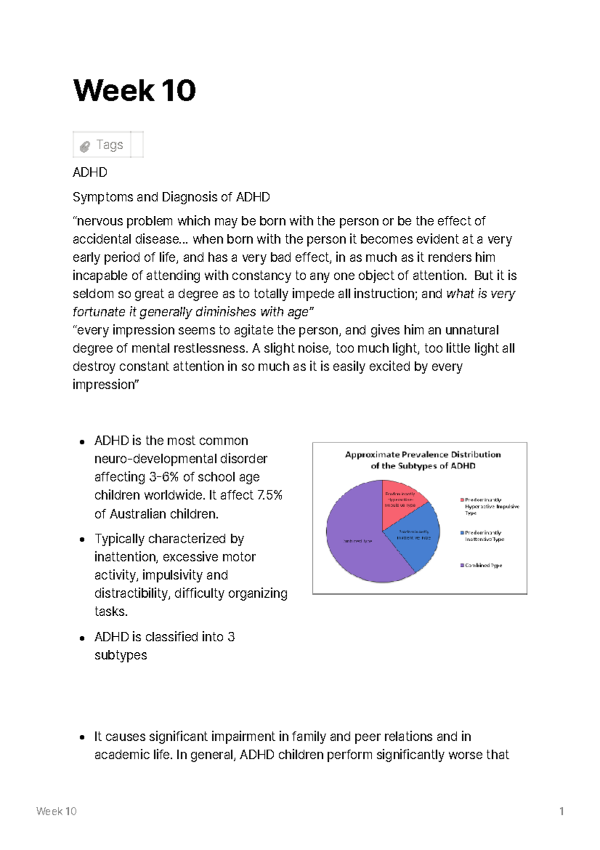 PSY3180 ADHD Week 10 notes - Week 10 Tags ADHD Symptoms and Diagnosis ...