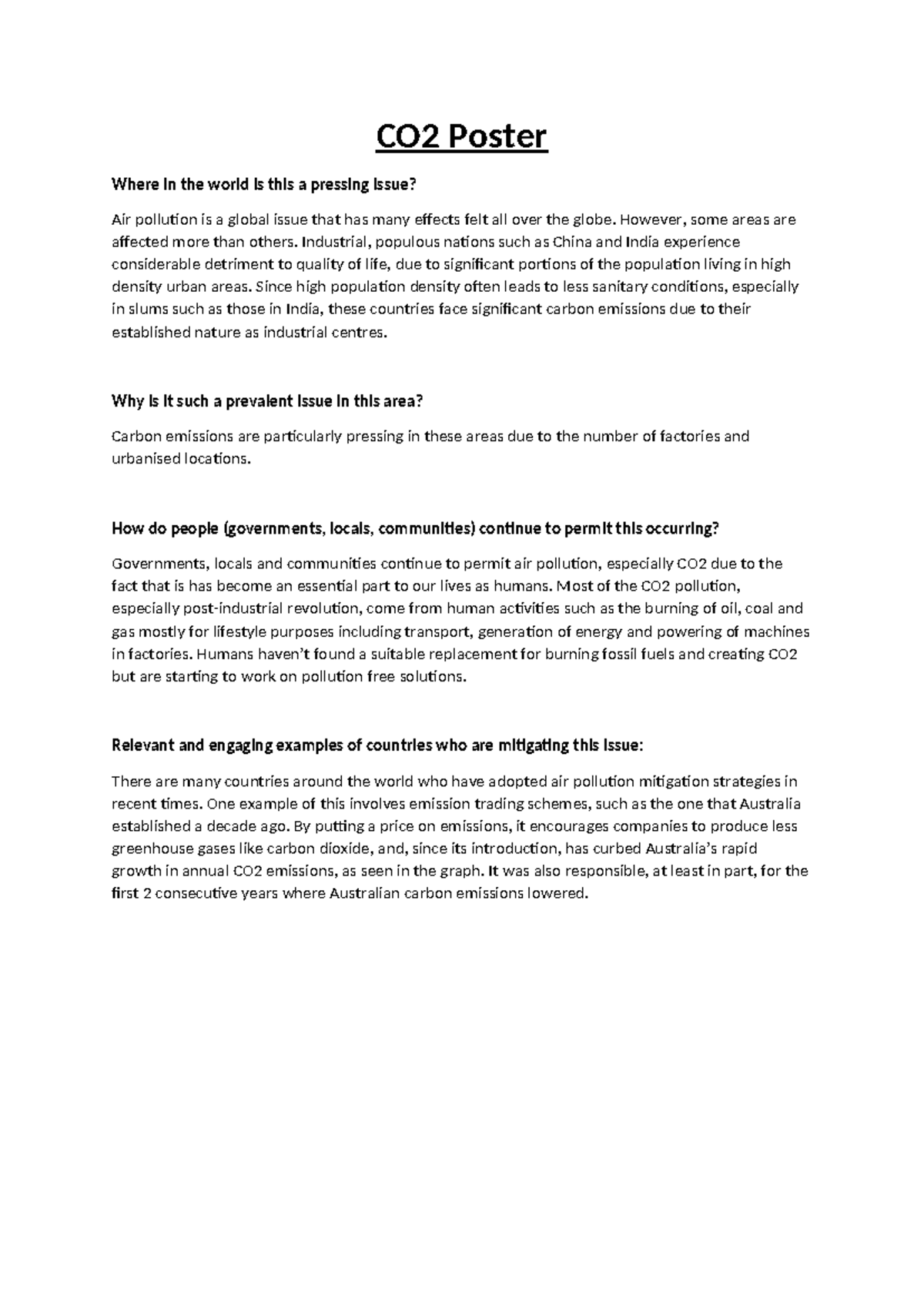 Air Pollution Poster - CO2 Poster Where in the world is this a pressing ...