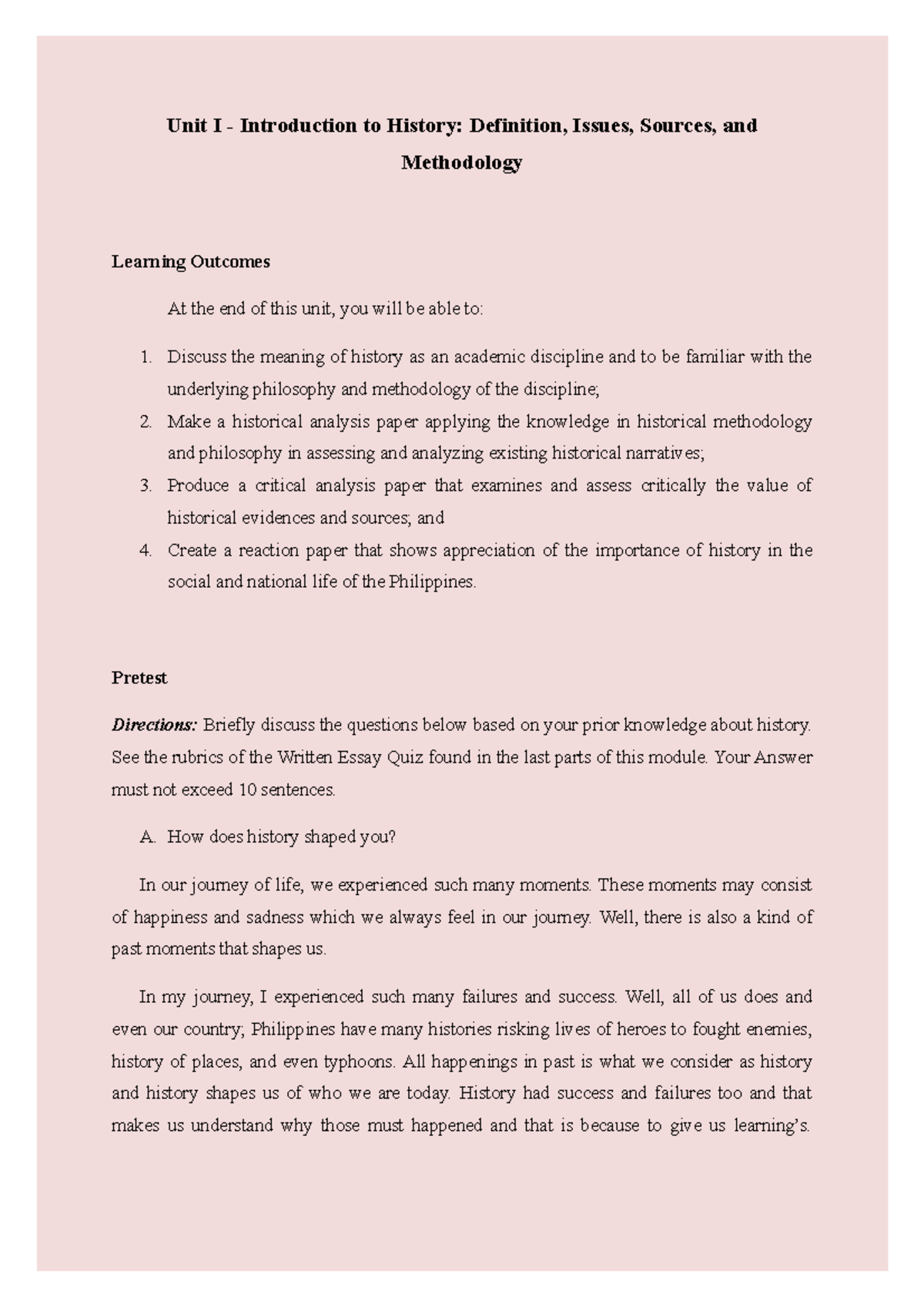 GE PH Unit 1 Answers - Assignments and modules - Unit I - Introduction ...