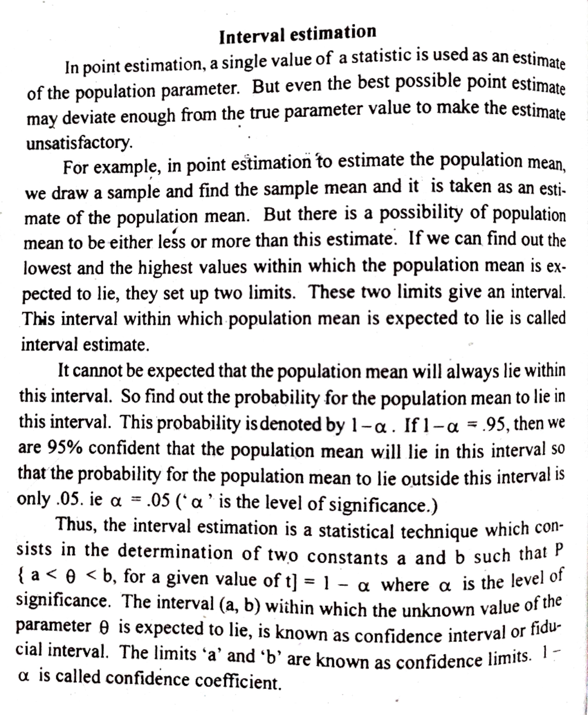 Interval estimation - Practical material - Interval estimation In point estimation, a single ...