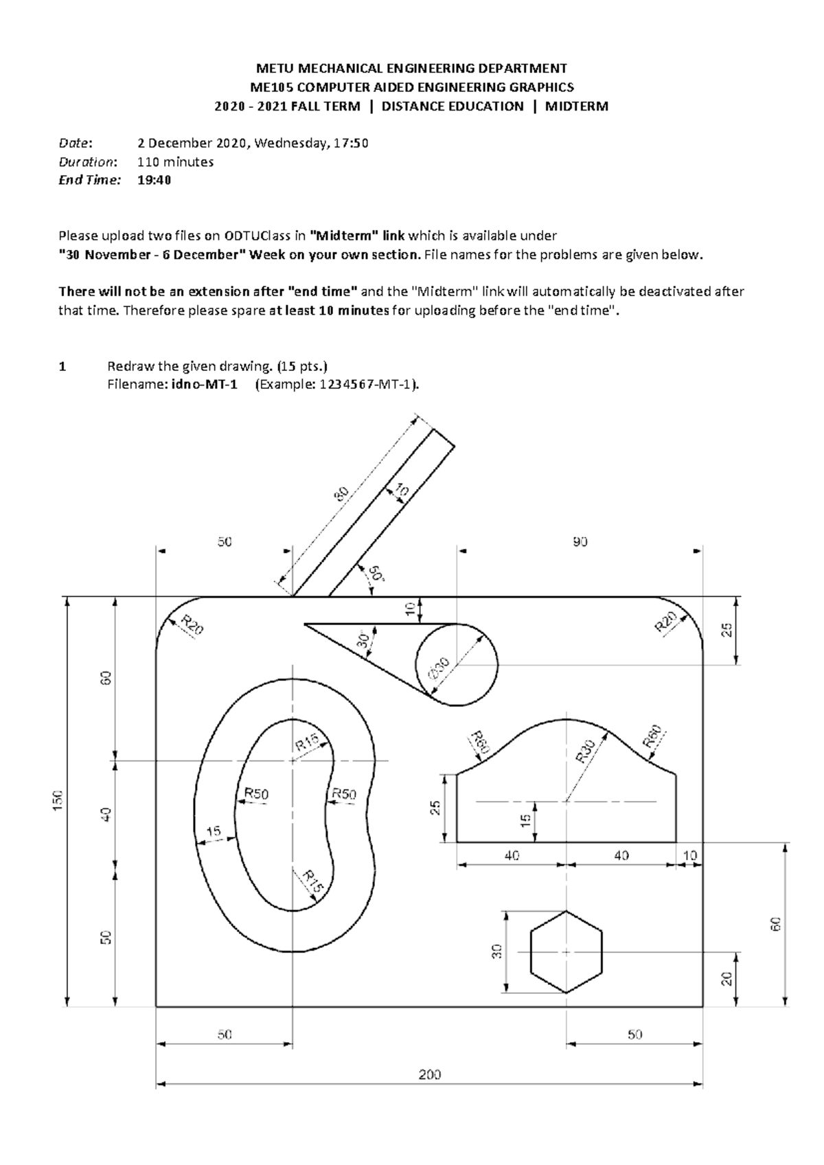 ME105 Midterm 22 - METU MECHANICAL ENGINEERING DEPARTMENT ME105 ...