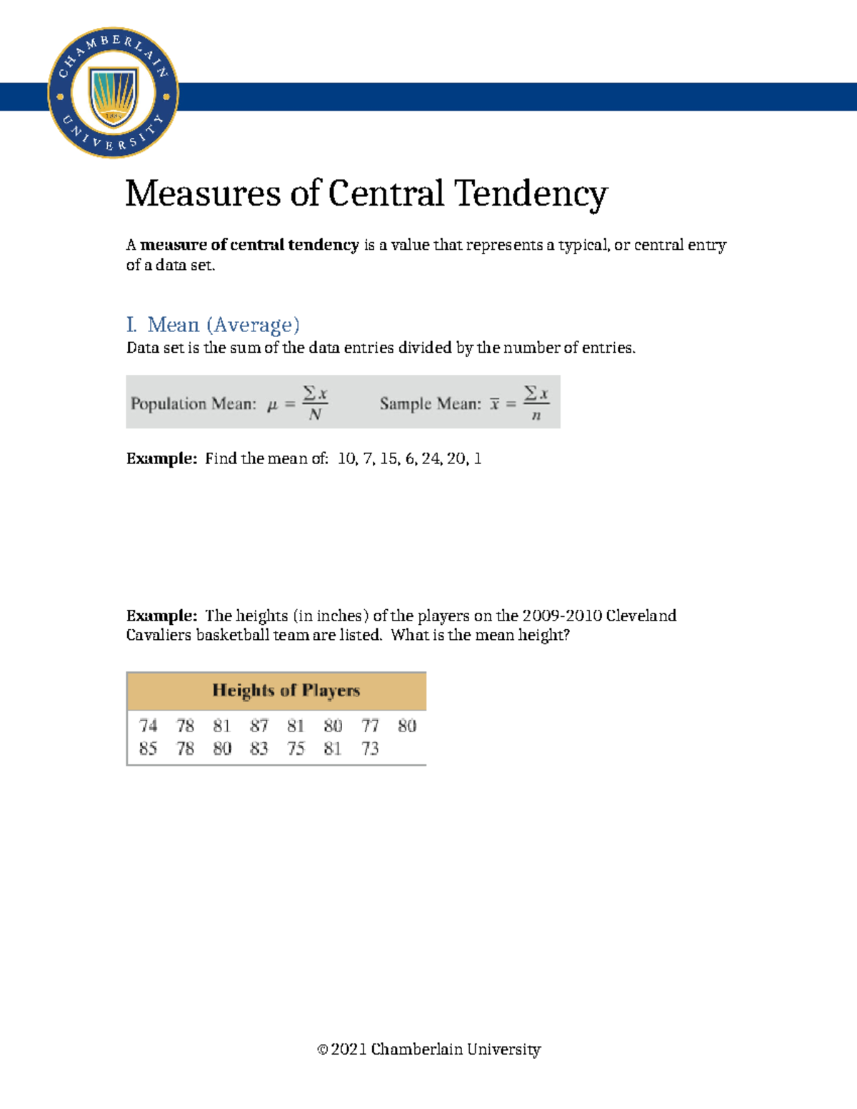 MATH Video Notes Measures of Central Tendancies and Deviation ...