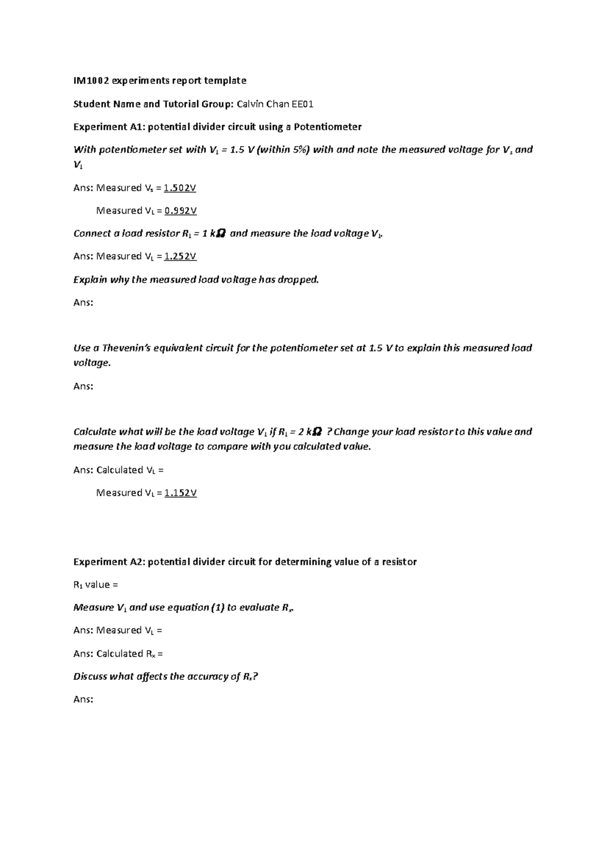 IM1002 experiments report template - Ver2 - IM1002 experiments report ...