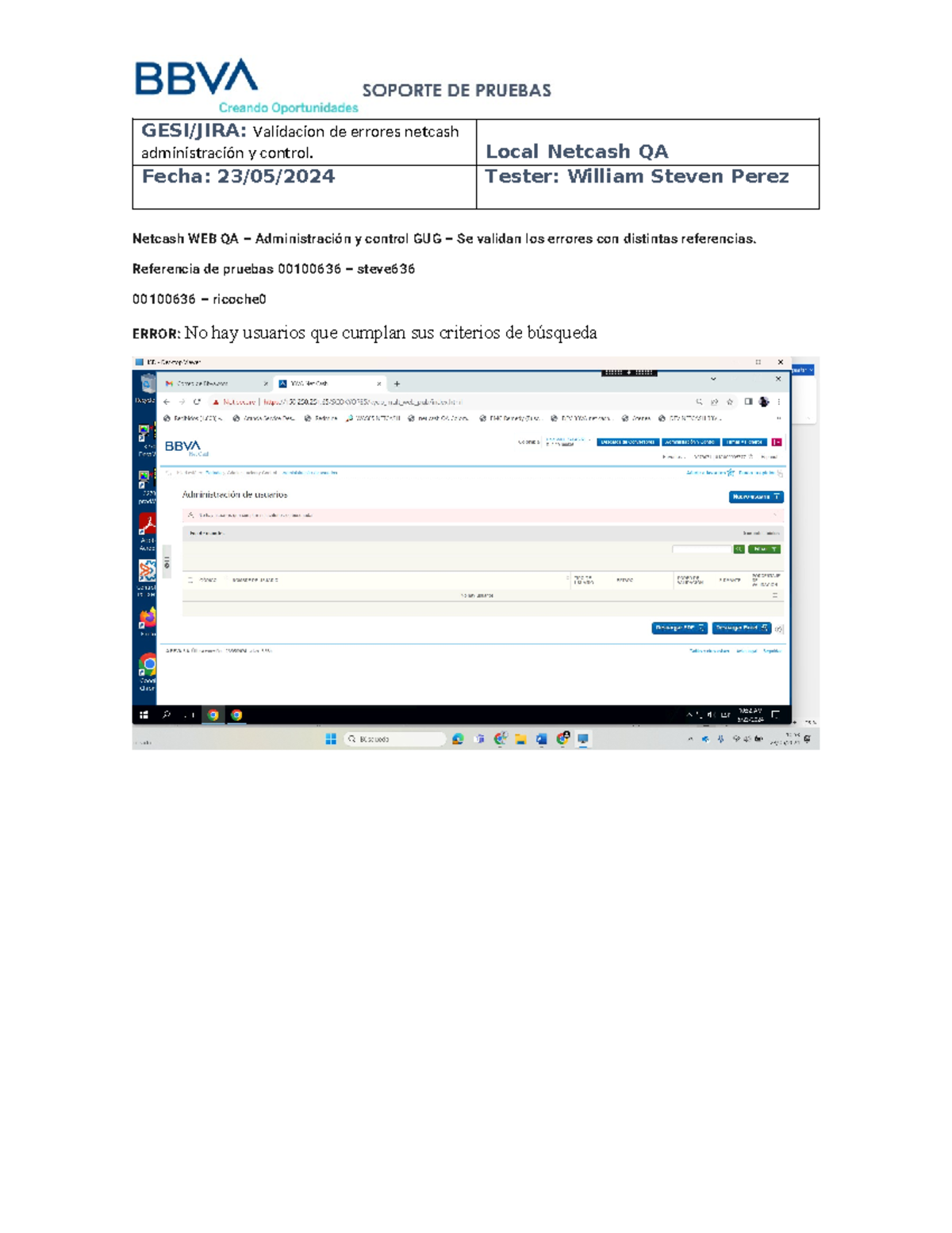 testing sofware de una web ejemplo - administración y control. Local ...