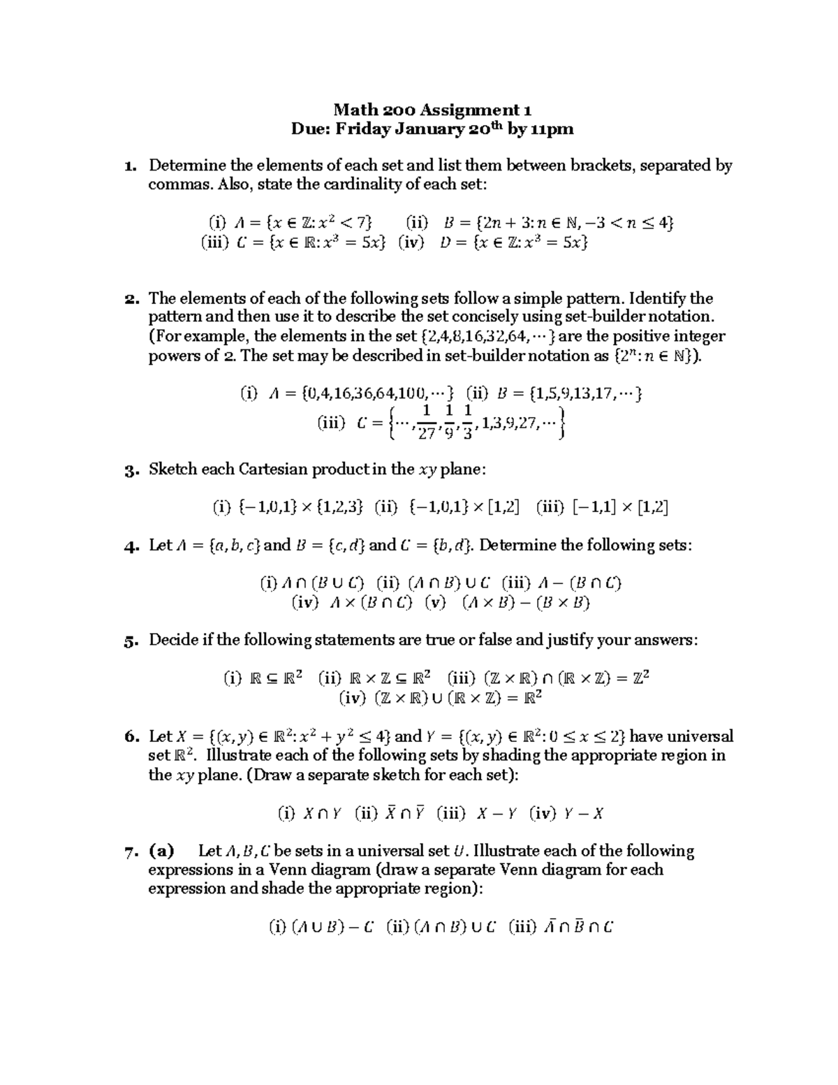 Math 200 A#1 Winter 2023 - Math 200 Assignment 1 Due: Friday January 20 ...