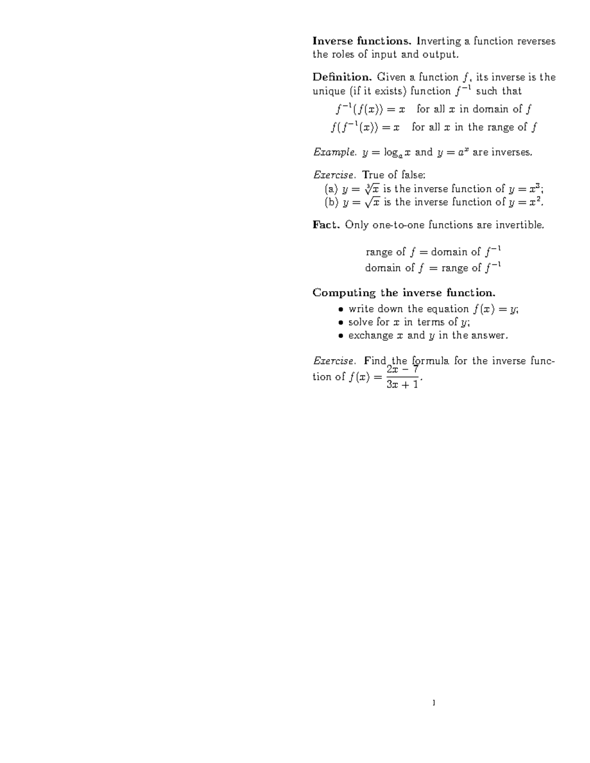 1720-Inverse Functions - Inverse functions. Inverting a function ...