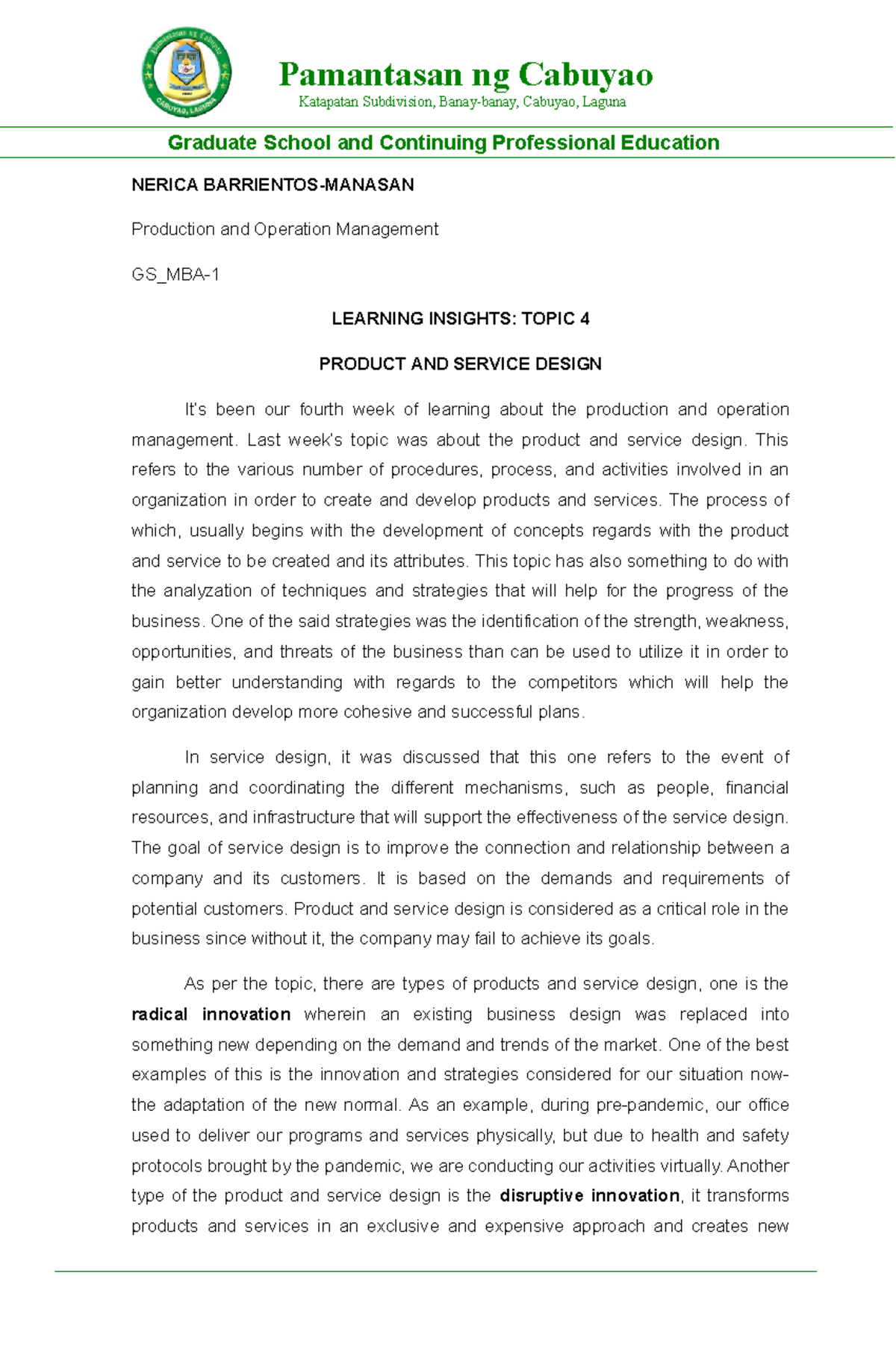 Lecture 4 Manasan, Nerica B - Pamantasan ng Cabuyao Katapatan ...