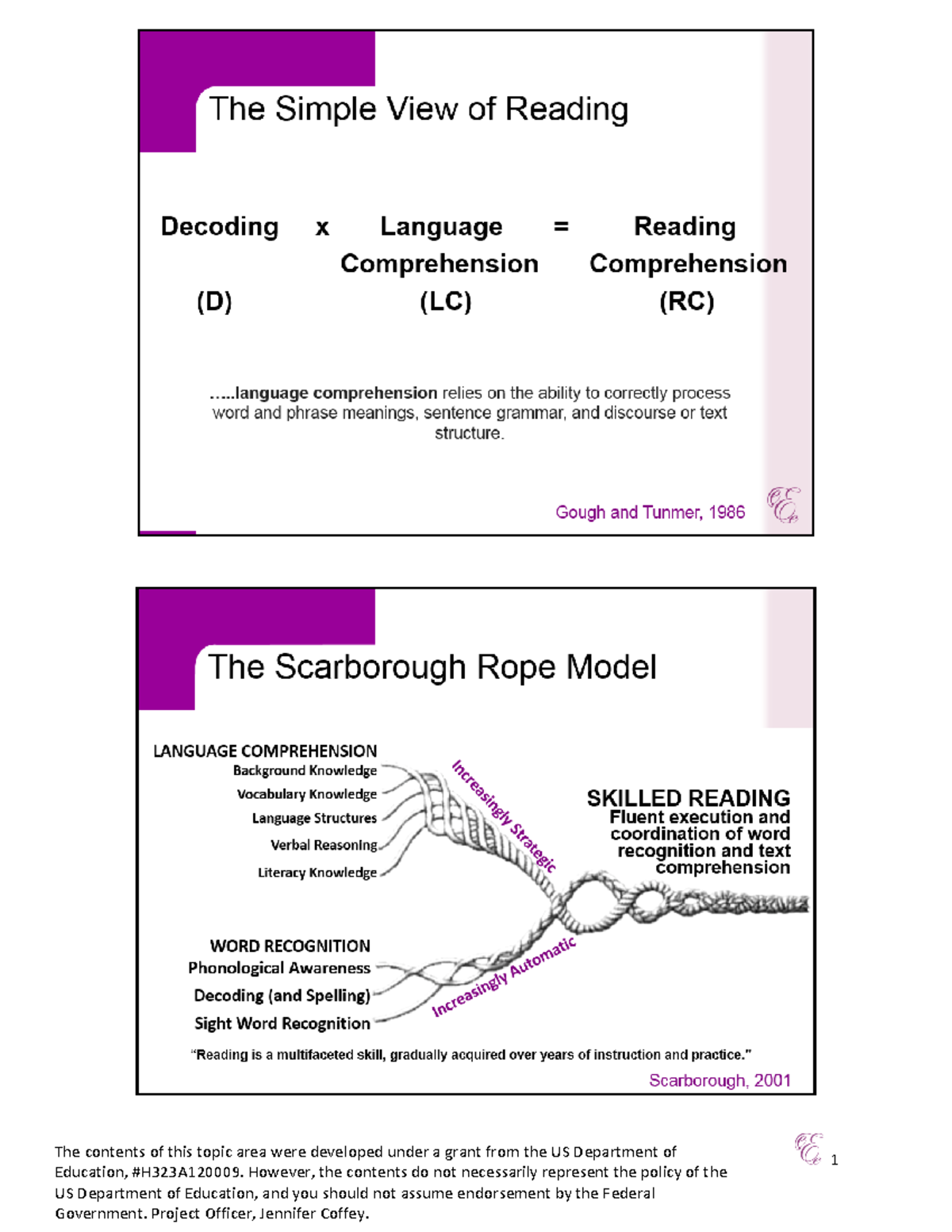 Reading Strategies for Early Literacy Handouts - The contents of this ...