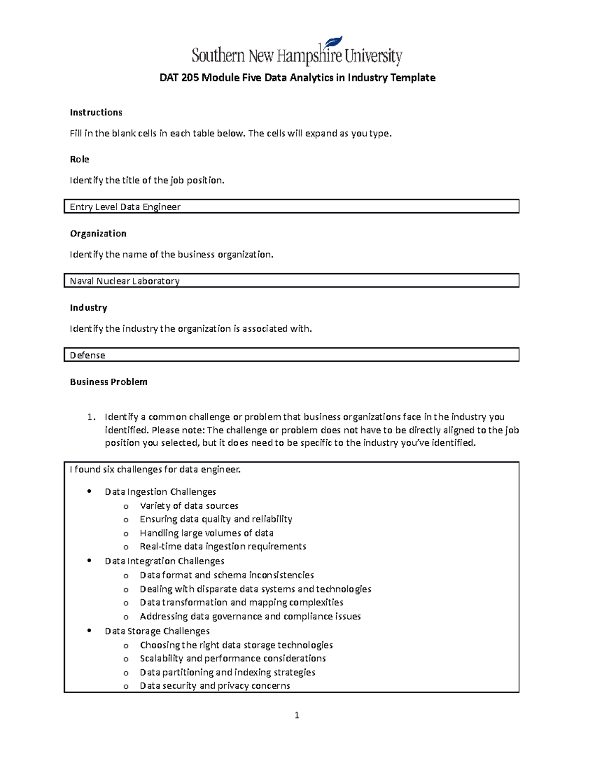 DAT 205 Module Five Data Analytics in Industry Template - The cells ...