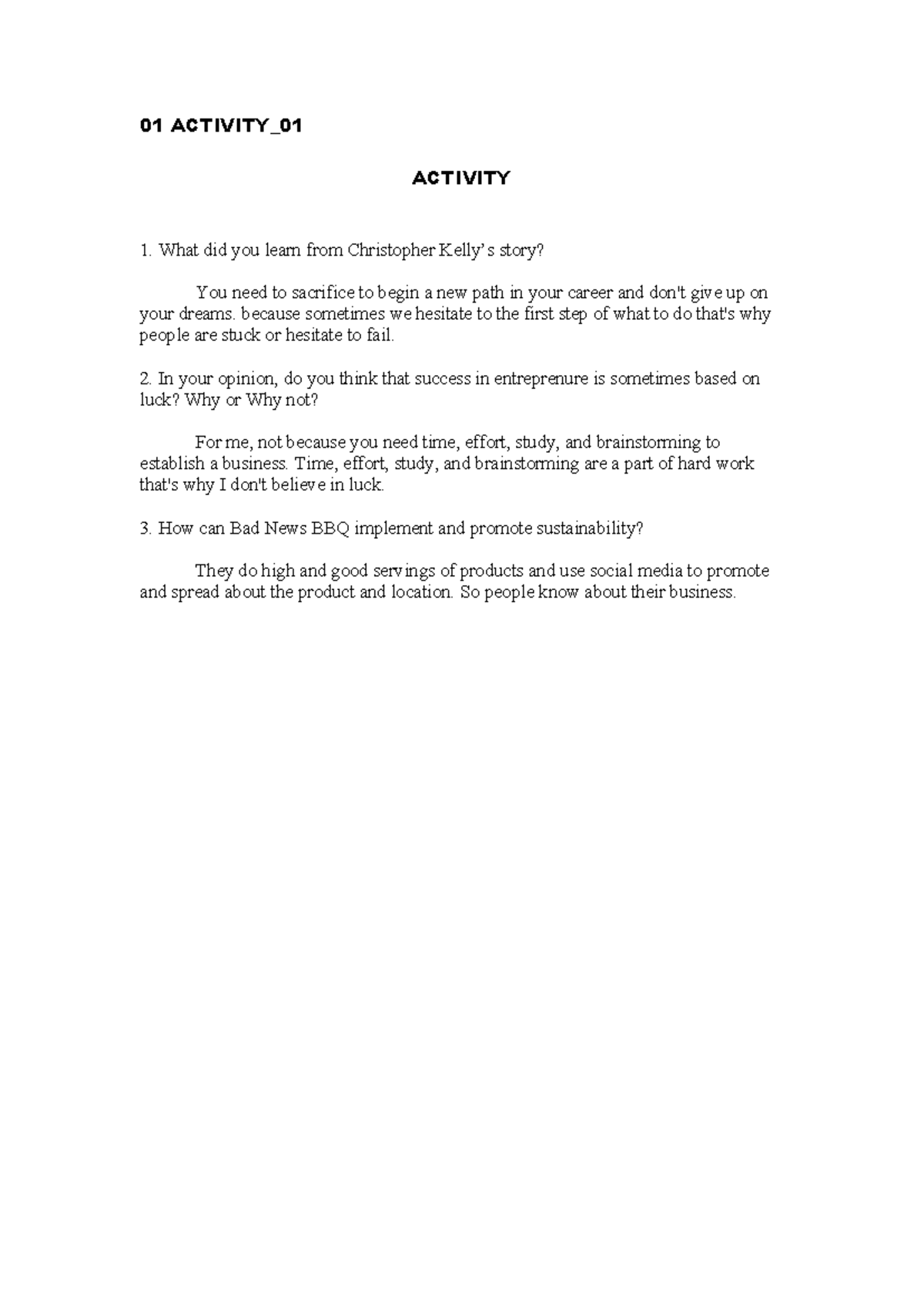 Entrep (01 Activity 1) - 01 ACTIVITY_ ACTIVITY What did you learn from ...