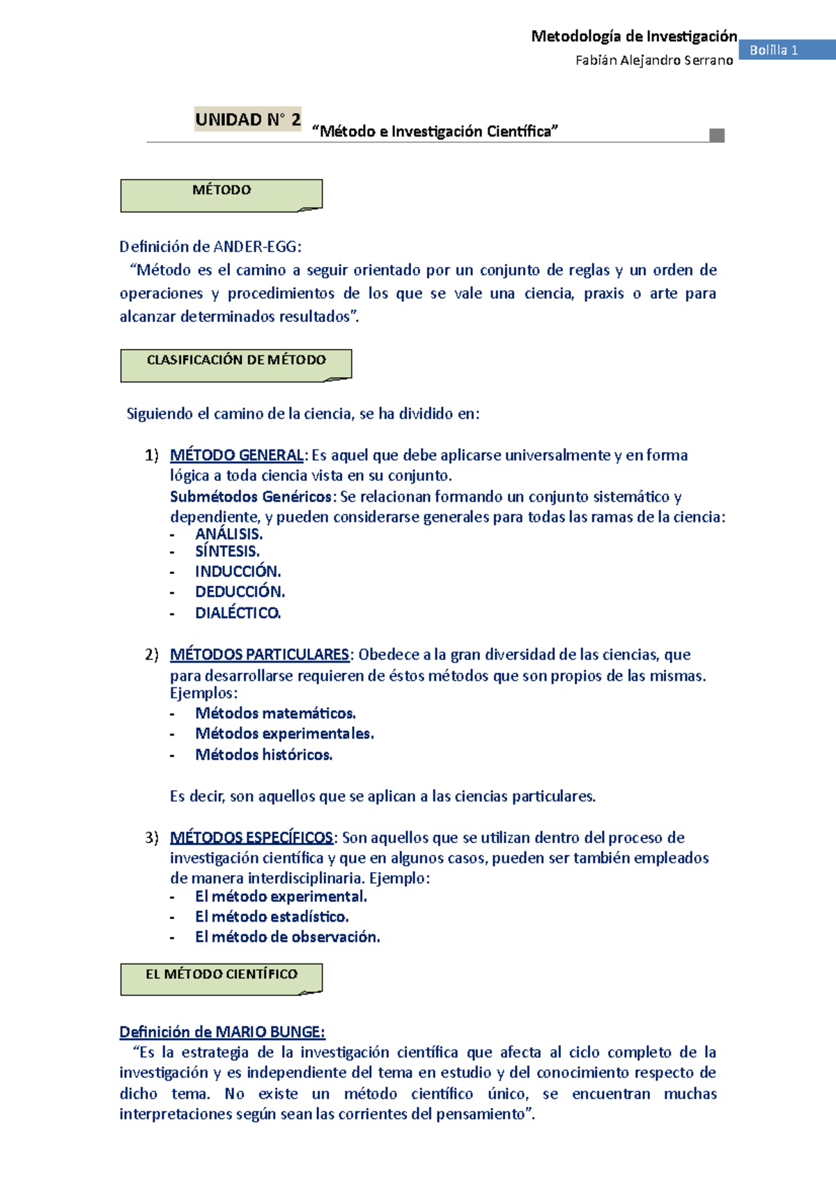 Metodología - Unidad 2 - Apuntes 1A METODOS DEFINICION TIPOS DE METODOS ...