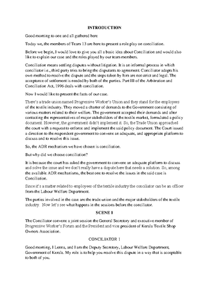 Question paper - Summary ADR Role Play - PG 2023 ll. Programme Admit CArd Number (in Figures ...