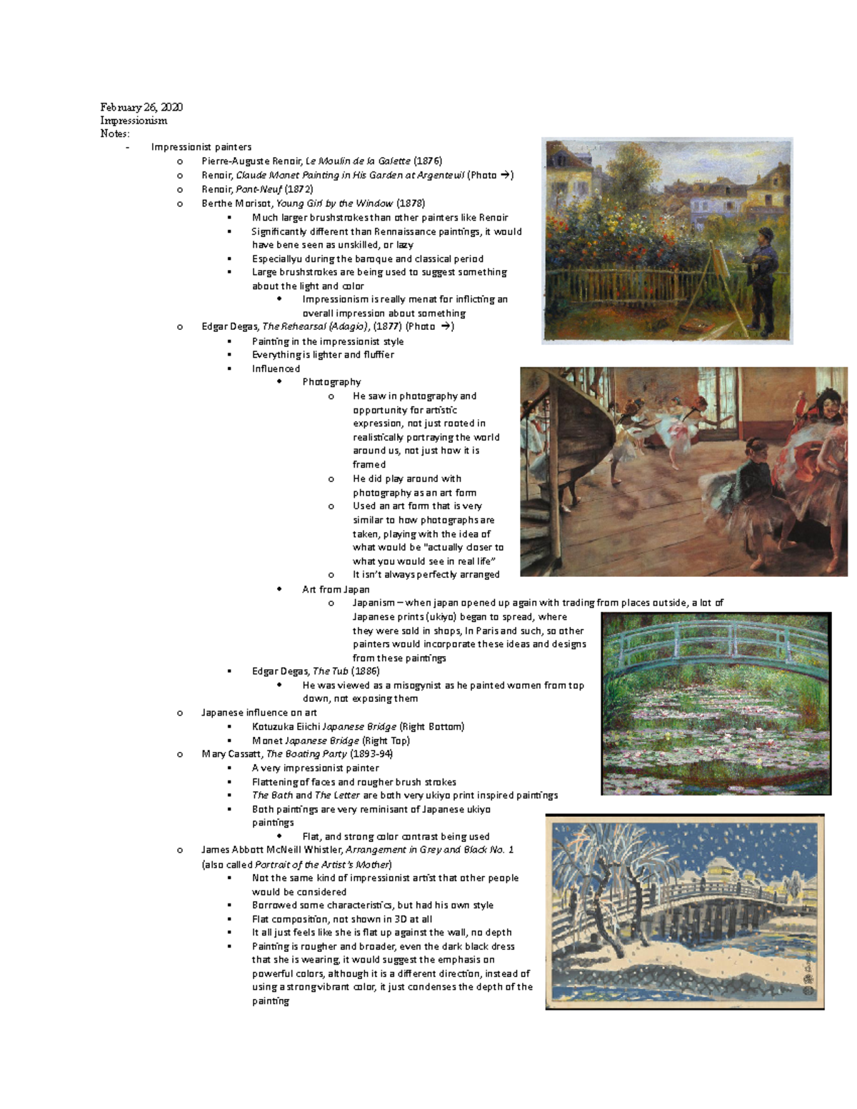 February 27 Notes - February 26, 2020 Impressionism Notes ...