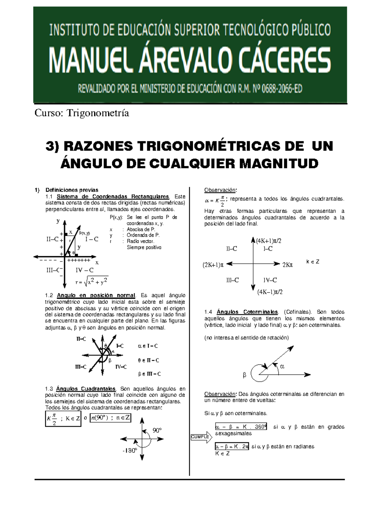 TEMA 03 DE Trigonometria RT Angulo Posicion Normal - Curso ...