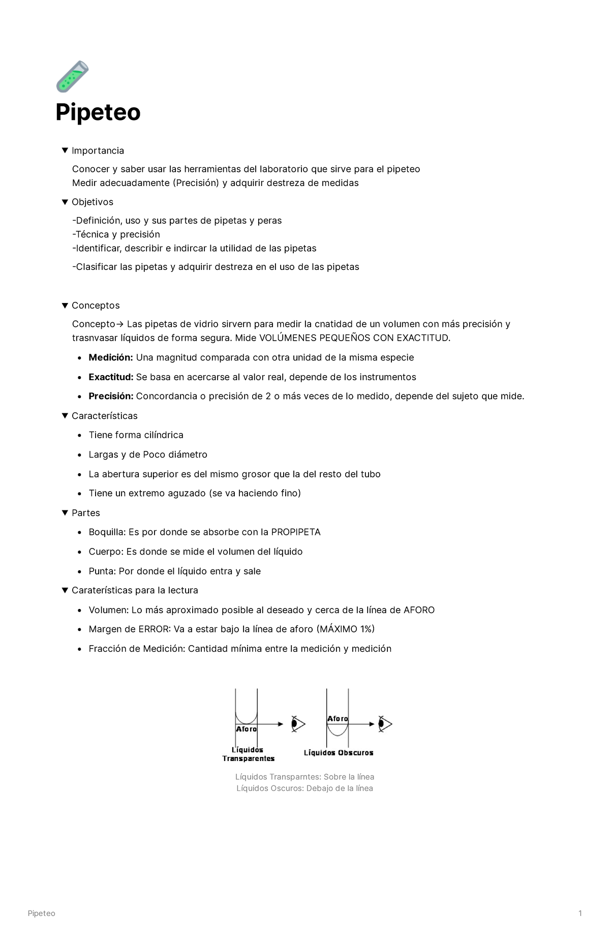 Práctica - Pipeteo - Pipeteo 1 🧪 Pipeteo Importancia Conocer y saber ...
