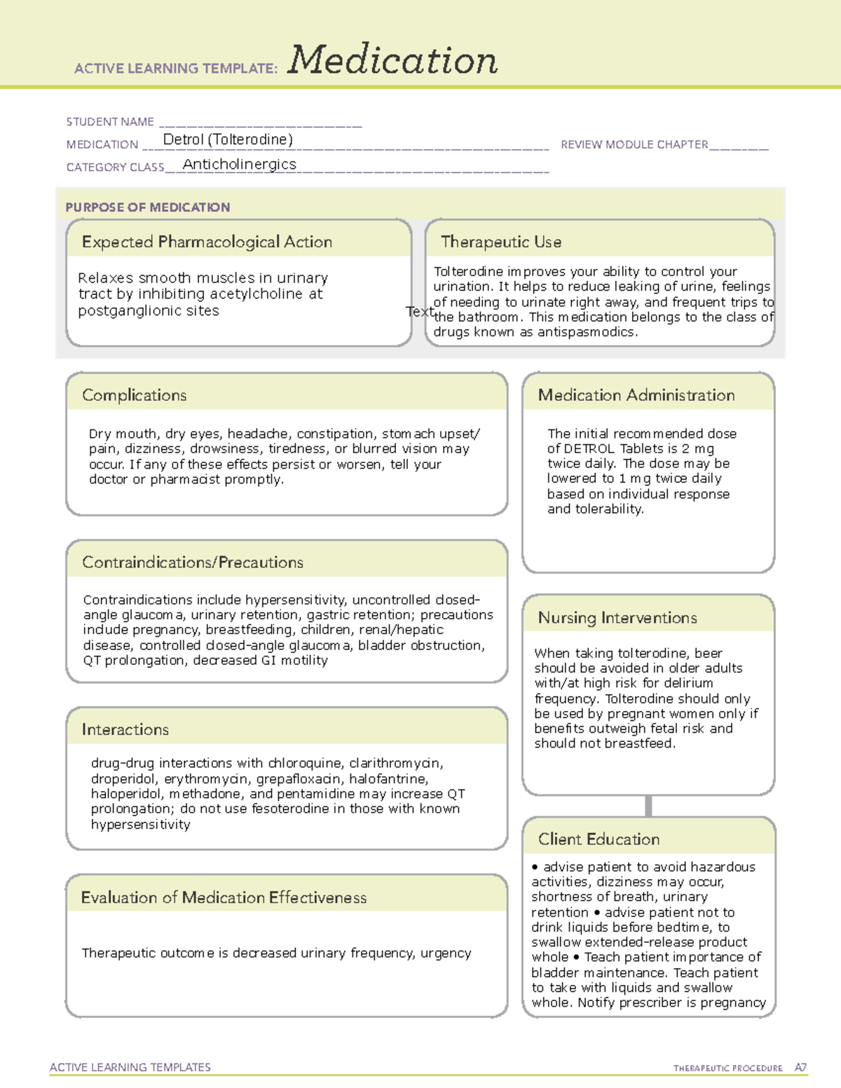 Detrol - Medication - ACTIVE LEARNING TEMPLATES THERAPEUTIC PROCEDURE A ...