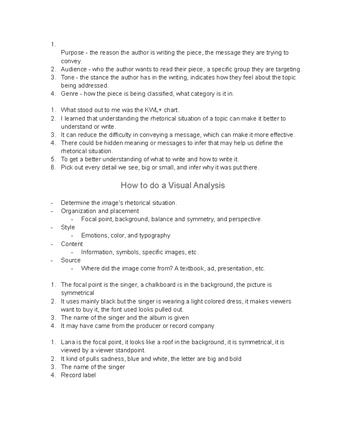 Visual Analysis Guide - 1. Purpose - the reason the author is writing ...