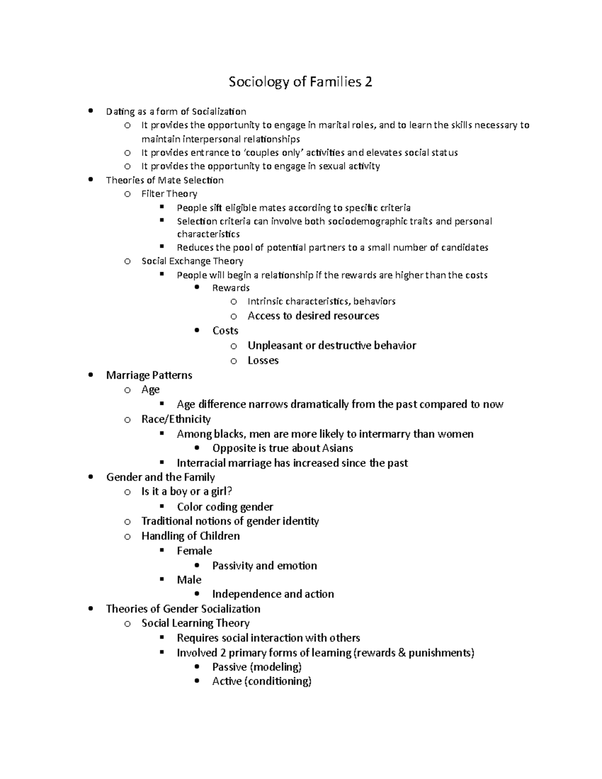 Sociology of the Family 2 - Sociology of Families 2 Dating as a form of ...