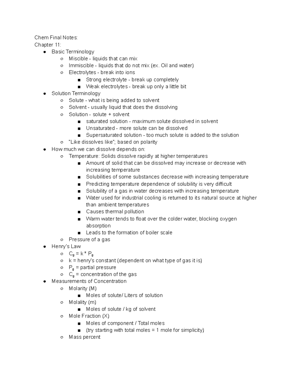 Chem Final Notes - Chem Final Notes: Chapter 11: Basic Terminology ...