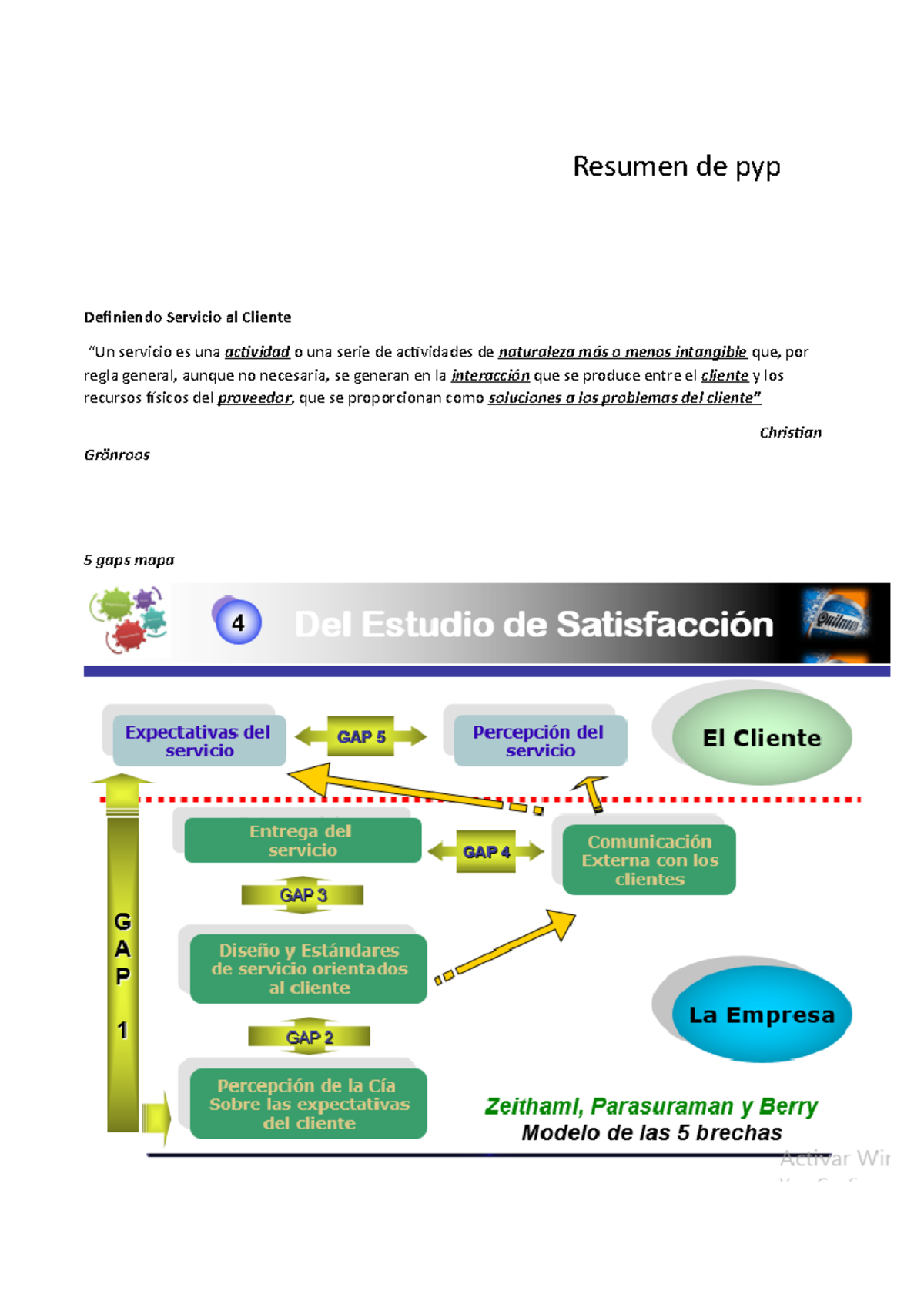 Resumen de pyp - Resumen de pyp Definiendo Servicio al Cliente “Un ...
