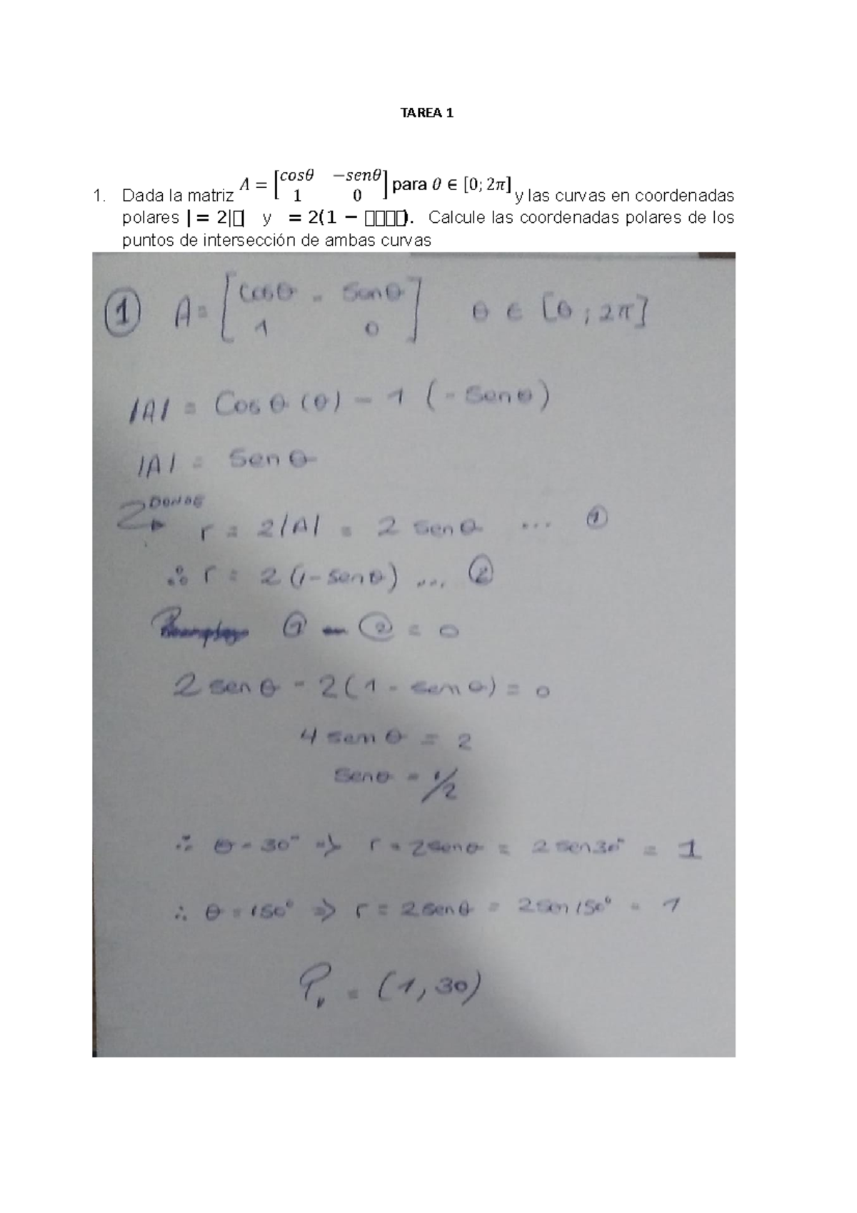 (ACV-S03) Tarea Calificada 1 - EP1 - TAREA 1 Dada la matriz y las curvas en coordenadas polares ...