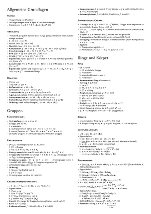 Formelsammlung lineare algebra - Lineare Algebra I Formelsammlung von ...