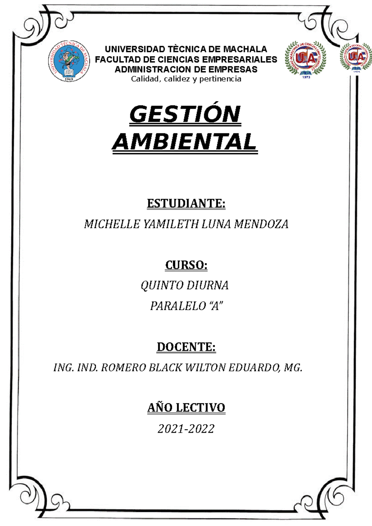 Michelle LUNA neiwndk - UNIVERSIDAD TÈCNICA DE MACHALA FACULTAD DE ...