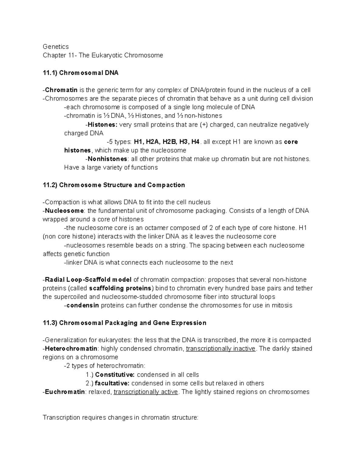 Genetics Chpt 11 notes - note combination from lecture and text book ...